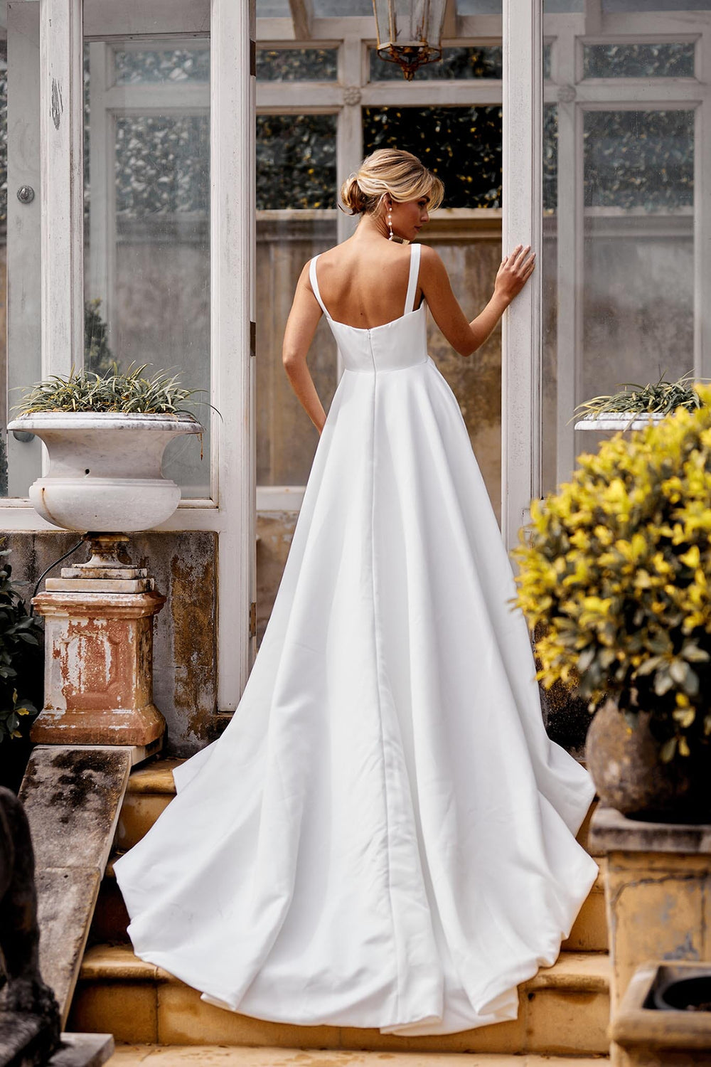 BIANCA Square Neck A-line Satin Gown - Ivory – NB LUXE